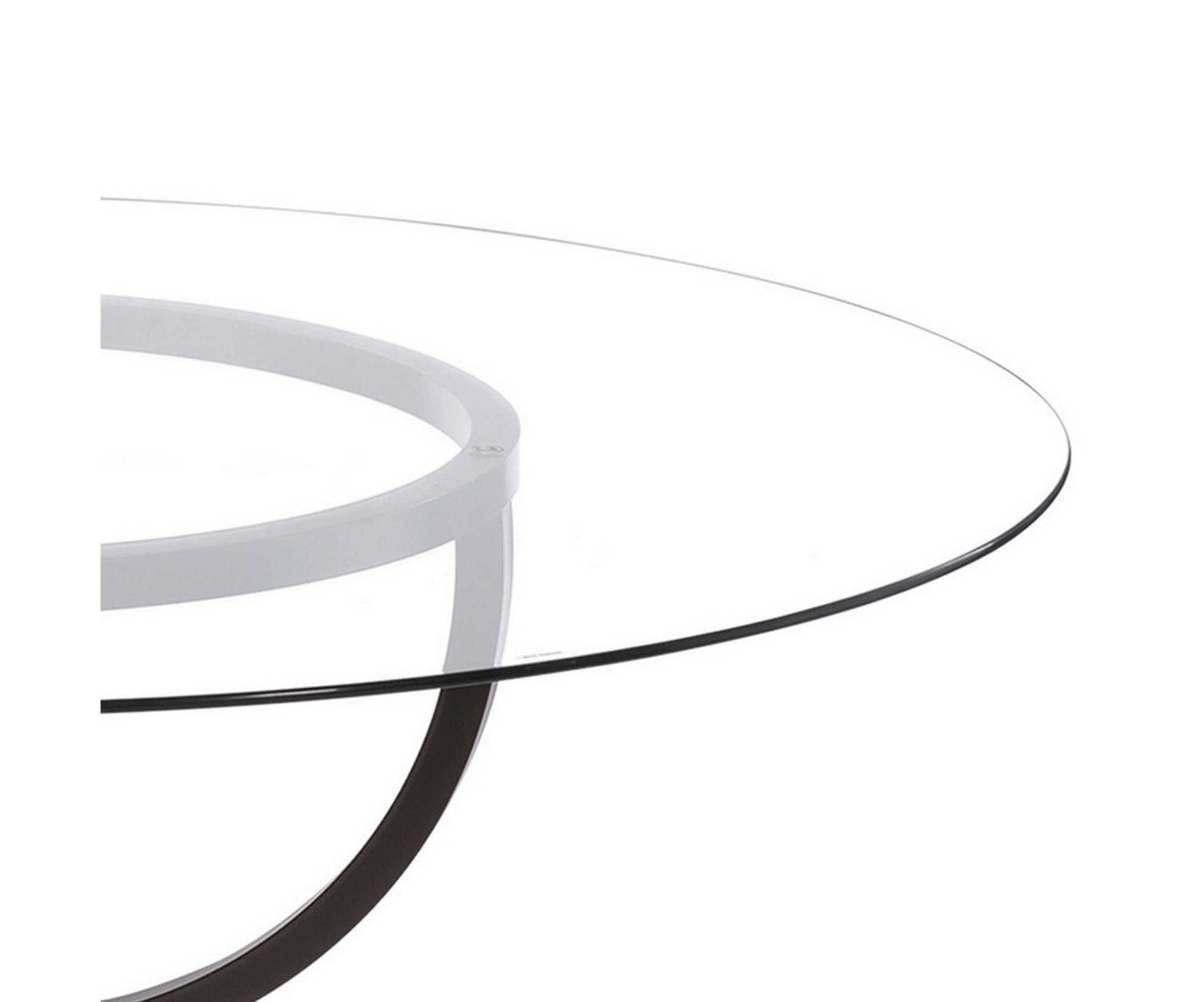 30 Inch Round Dining Table, Clear Glass Top, Interlocked Ring Motif ...