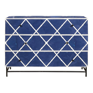 Navy Blue 3-Drawer Accent Chest - Contemporary - Accent Chests And ...