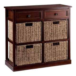 SEI Furniture Kenton 4 Basket Storage Unit in Mahogany - Transitional ...