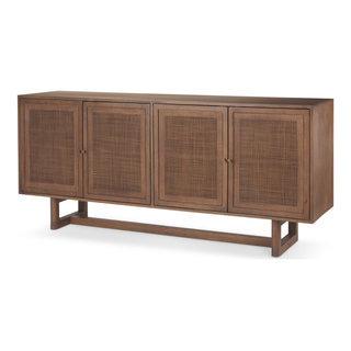 Grier Medium Brown Solid Wood WithCane Sideboard - Tropical - Buffets ...