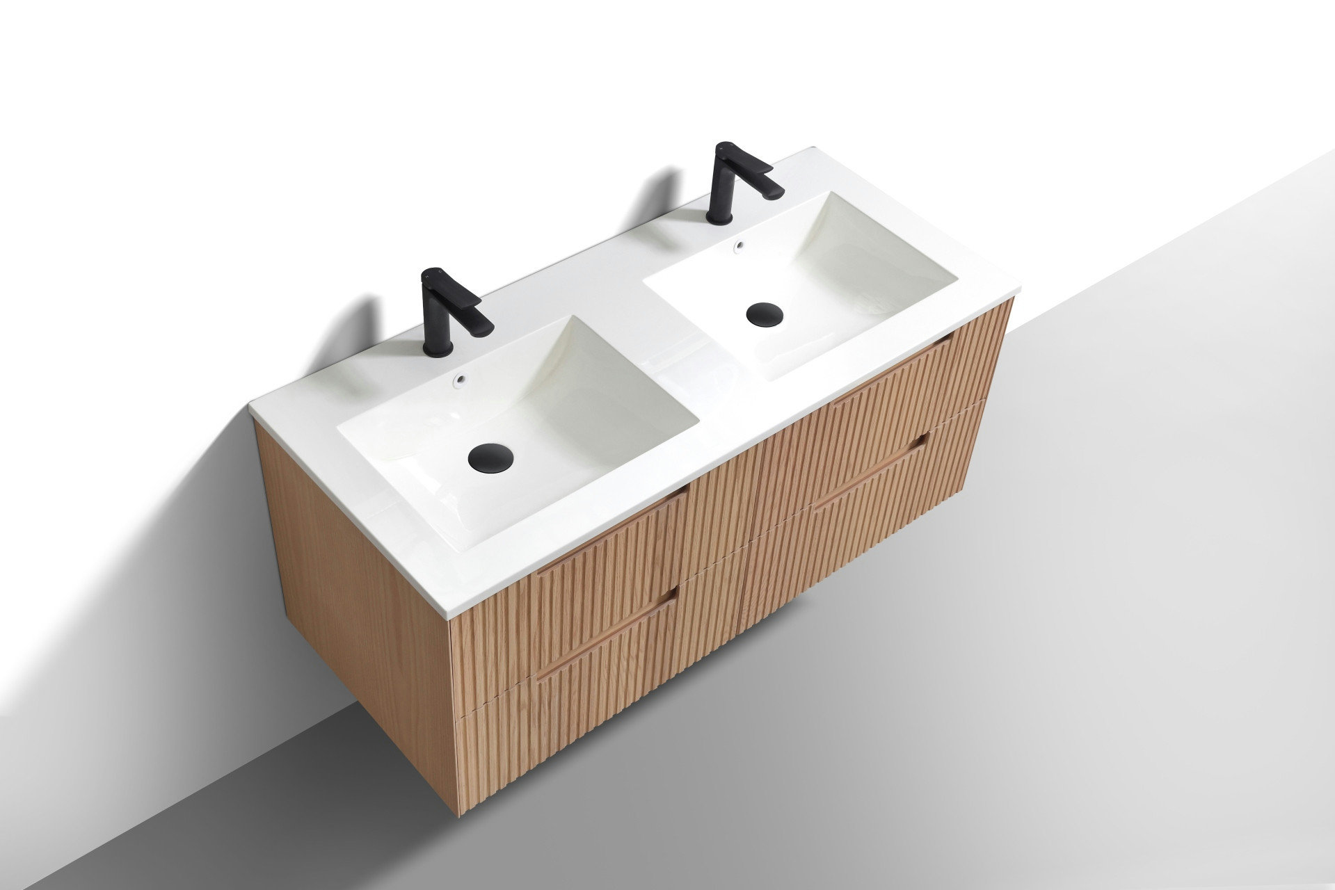 Fiore Wall Mount Modern Bathroom Vanity, Oakwood, 48" - Contemporary ...