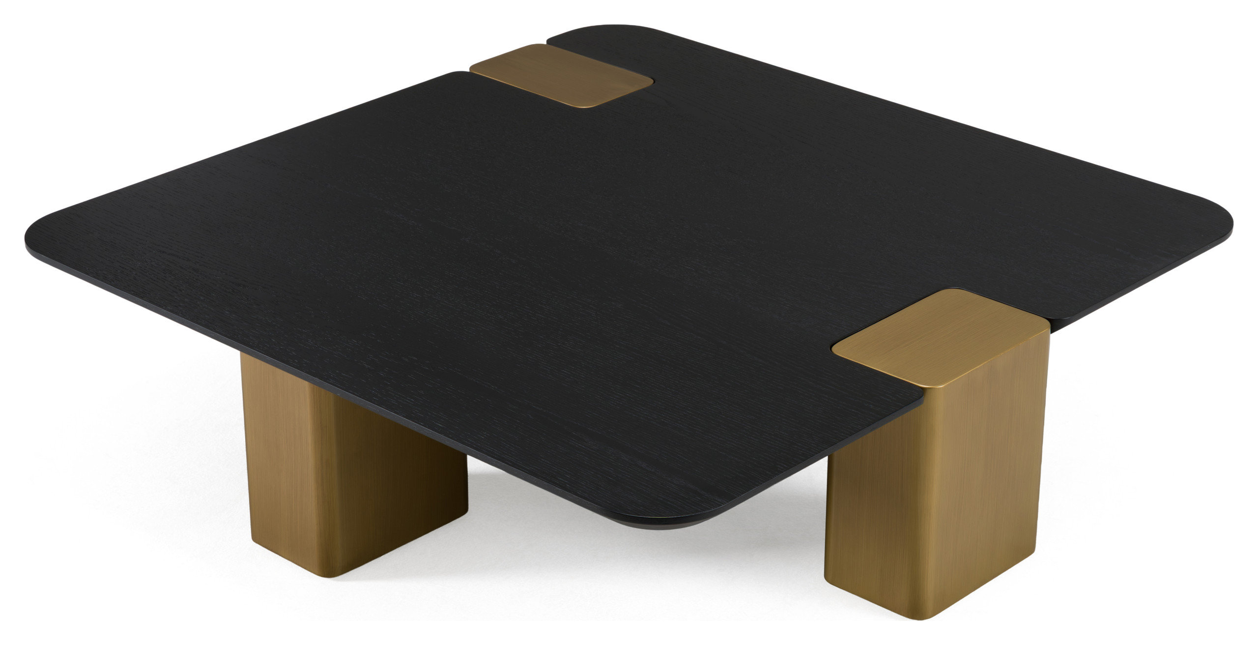 Modrest Harold Modern Black + Brushed Gold Oak Large Square Coffee ...