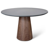 Mona Nogal Glass Top Round Dining Table, 47.25W x 47.25D x 29.5H - Transitional - Dining Tables ...