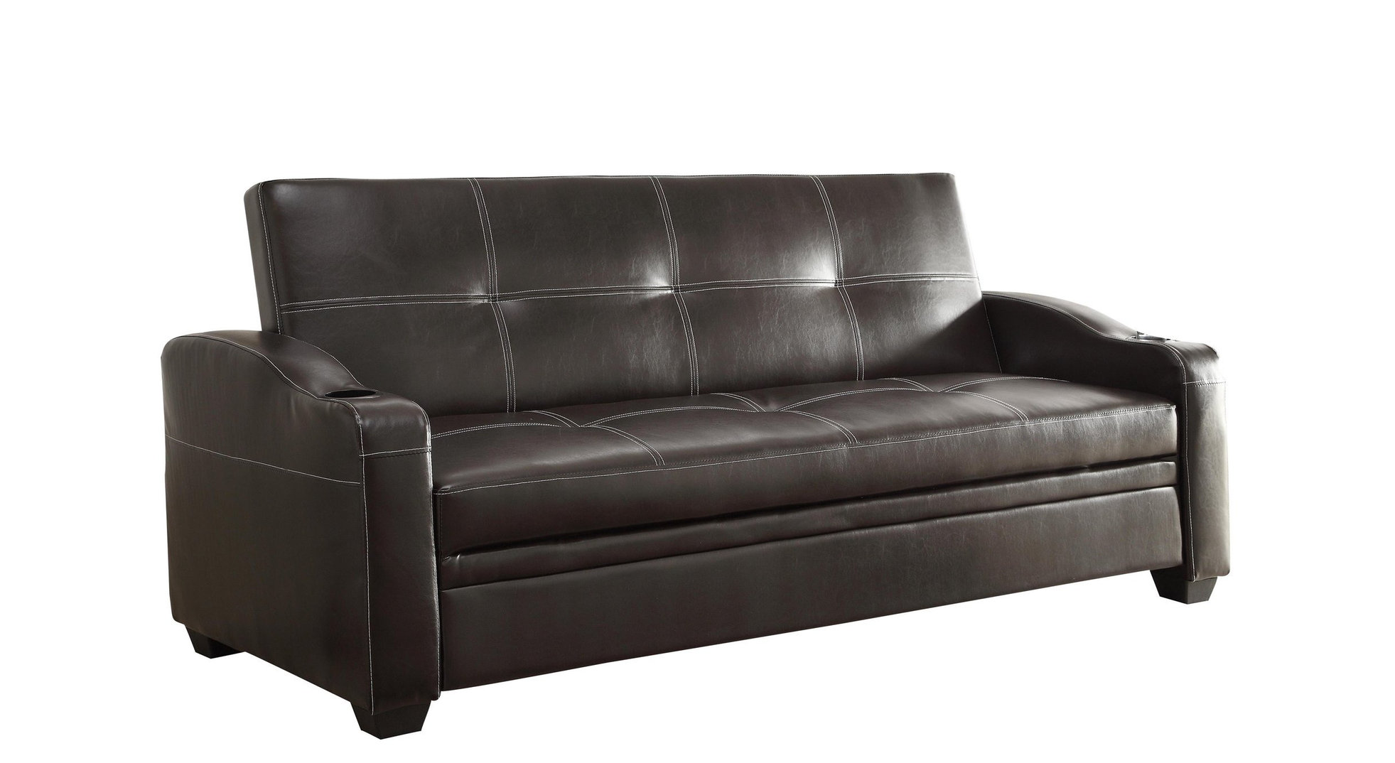 Casement Click Clack Convertible Sofa, Dark Brown Leather ...