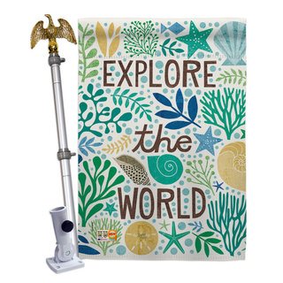 Explore The World Coastal Nautical House Flag Set - Modern - Flags And ...
