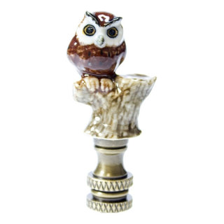 Owl on Branch Lamp Finial Porcelain 2.25"h - Traditional - Lighting ...