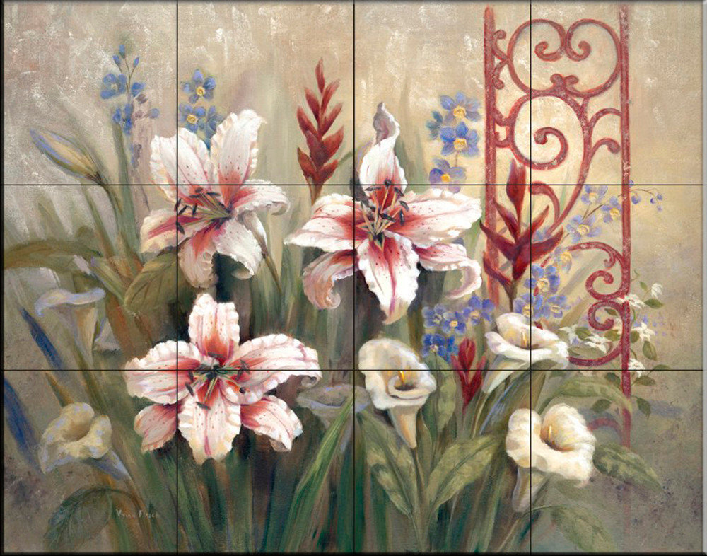 Tile Mural, Iron Scroll Ii by Vivian Flasch, 24" x 18" (12 Tiles ...