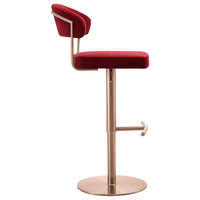 Nova Barstool, Red Velvet With adjustable height and Rose Gold steel base - Contemporary - Bar ...