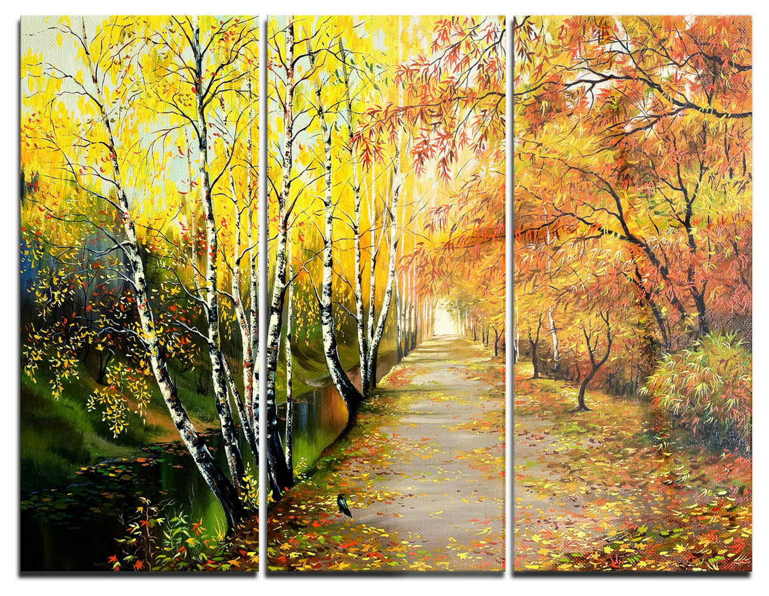 "Beautiful Fall Forest" Glossy Metal Wall Art, 3 Panels, 36"x28", 36 ...
