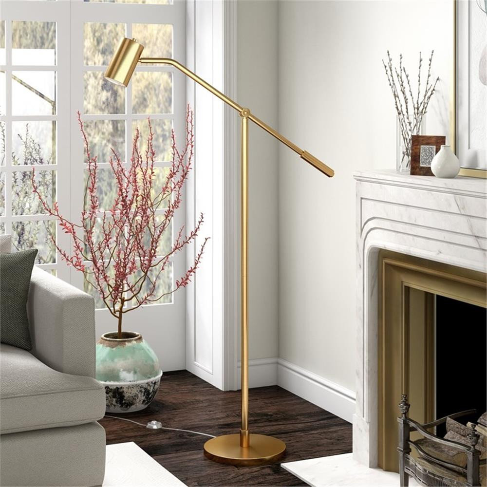 Maklaine Contemporary Brass Floor Lamp with Boom Arm - Transitional ...