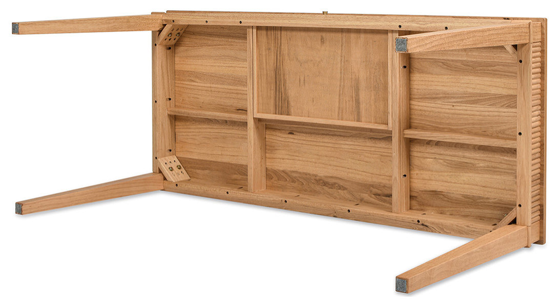 Dumont 1-Drawer Fluted Home Office Writing Desk, Natural Blonde ...