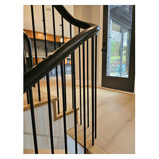 115_Stunning Continuous Rail System on 3 Story Floating Stairs ...