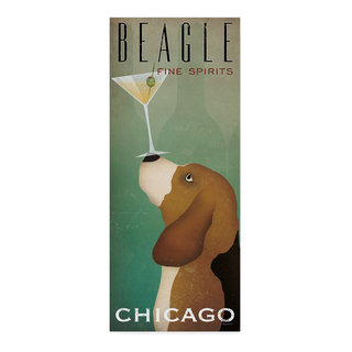 Ryan Fowler 'Beagle Martini' Canvas Art, 24"x10" - Midcentury - Prints And Posters - by ...