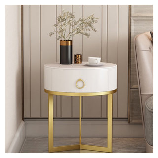 Modern Nightstand White Nightstand Bedside Table with Gold Frame Bedroom Los Angeles by HOMARY LIMITED Houzz IE