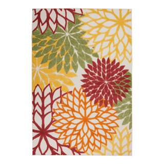 Nourison Aloha Alh05 Floral / Country Rug, Red Multi Colored, 9'x12 ...