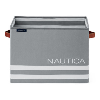Nautica Folded Rectangle Bin, Gray Stripe - Contemporary - Storage Bins ...