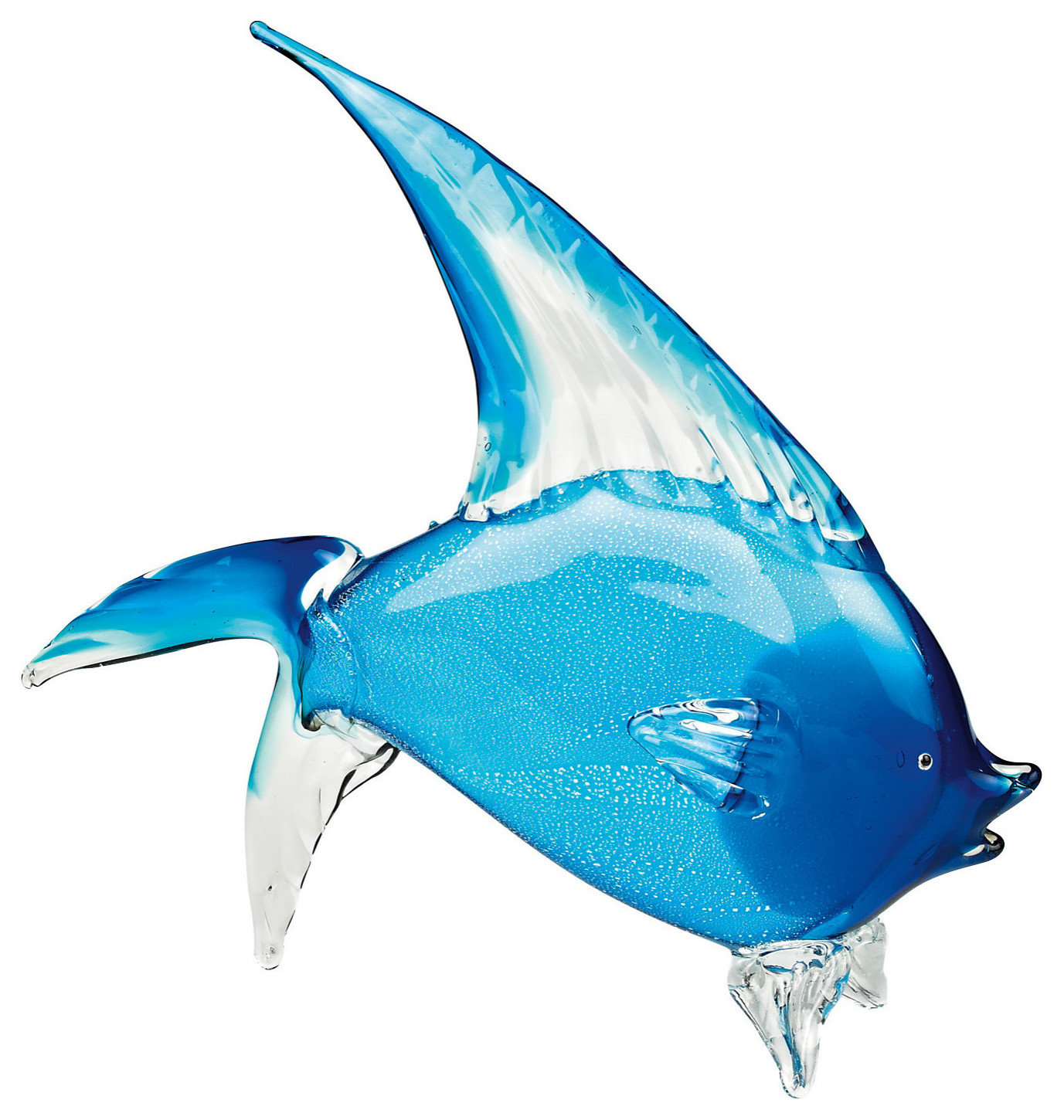 16" Blue Murano Glass Fish Figurine Tabletop Sculpture - Beach Style ...