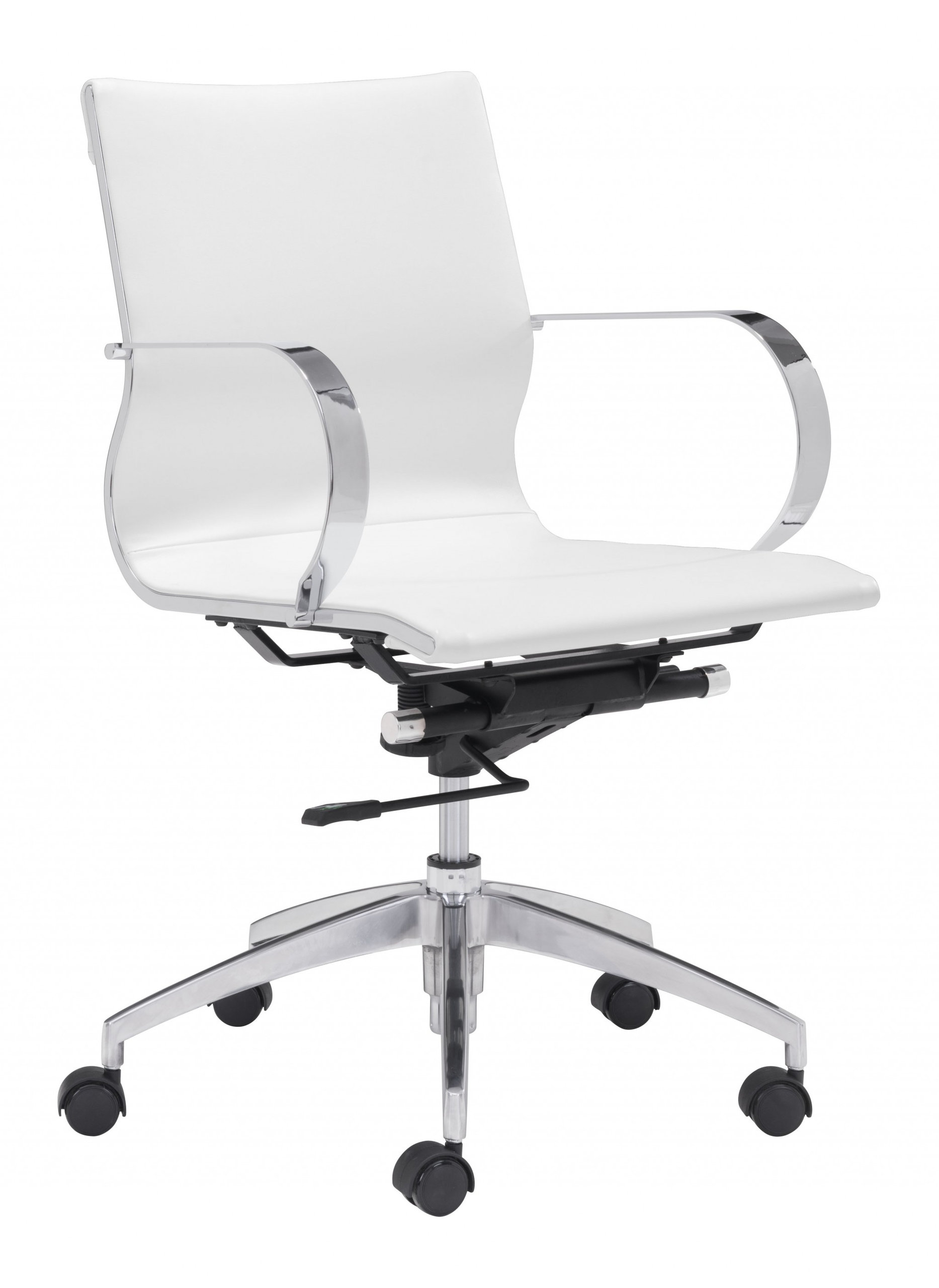 White Ergonomic Conference Room Low Back Rolling Office Chair ...