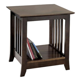 Rectangular Wooden Frame End Table with Angled Legs and Open Shelf ...
