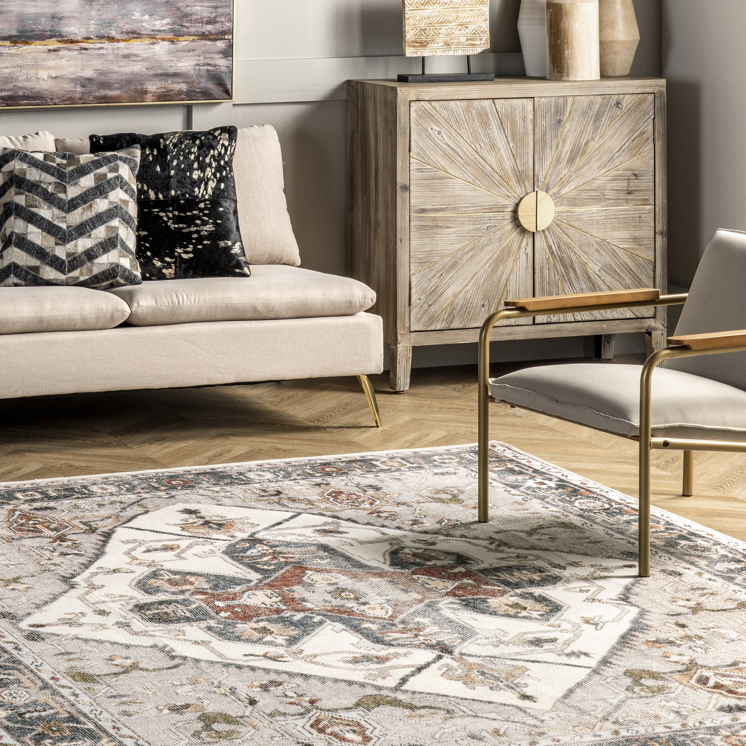 nuLOOM Mali Machine Washable Traditional Medallion Transitional Area ...