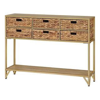 Gallerie Decor Rio Transitional Metal/Wood Console Table in Natural ...