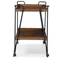 Laydon Textured Metal Distressed Ash Wood Mobile Serving Cart, Antique ...
