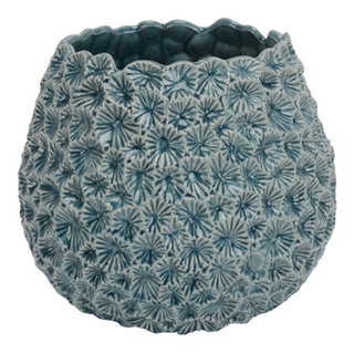 Elaborated Pattern Ceramic Vase, Blue - Contemporary - Vases - by Davis ...