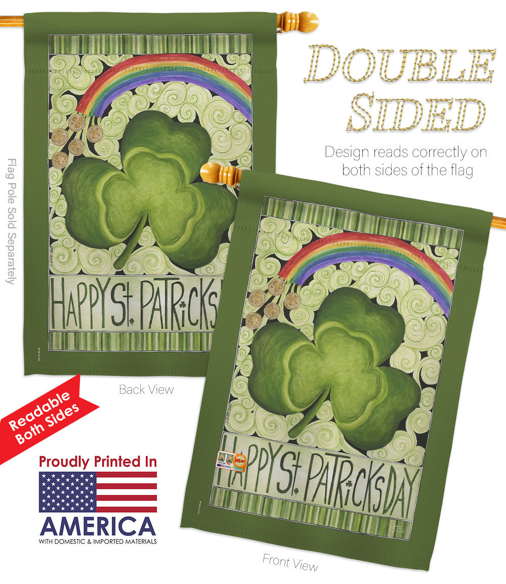 Happy St. Patricks Day Spring St Patrick House Flag Set, 28" X 40" X 0. ...