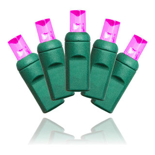 50 5Mm Pink Strobe Lights 6" Spacing On Green Wire - Contemporary ...