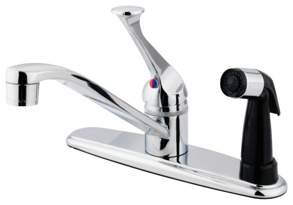 Kitchen Faucet, Single Lever Handle and Black Deck Sprayer, Chrome ...
