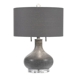 Uttermost Canelo Glass Lamp, Distressed Black - Transitional - Table ...