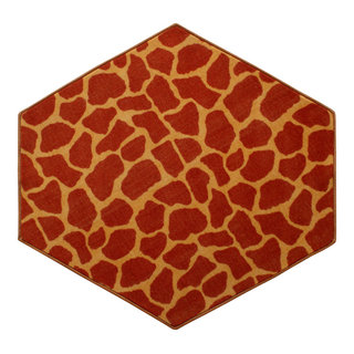 Giraffe On Stilts Area Rug for Dining Room, Made In USA, 4' Hexagon ...