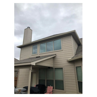 Buda, TX Seamless Gutter Install, Beige Split Level Home - Contemporary ...