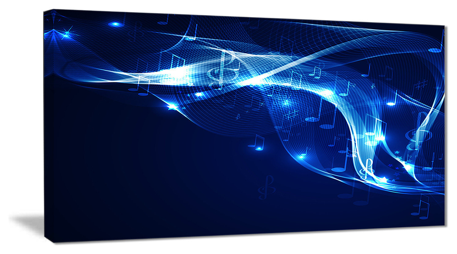 "Blue Musical Background" Abstract Digital Art Canvas Print, 32"x16 ...