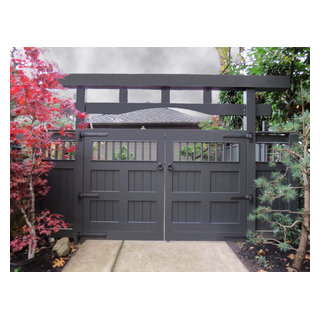 Elegant Asian-Inspired Driveway Gate with Bronze Hardware in Portland ...