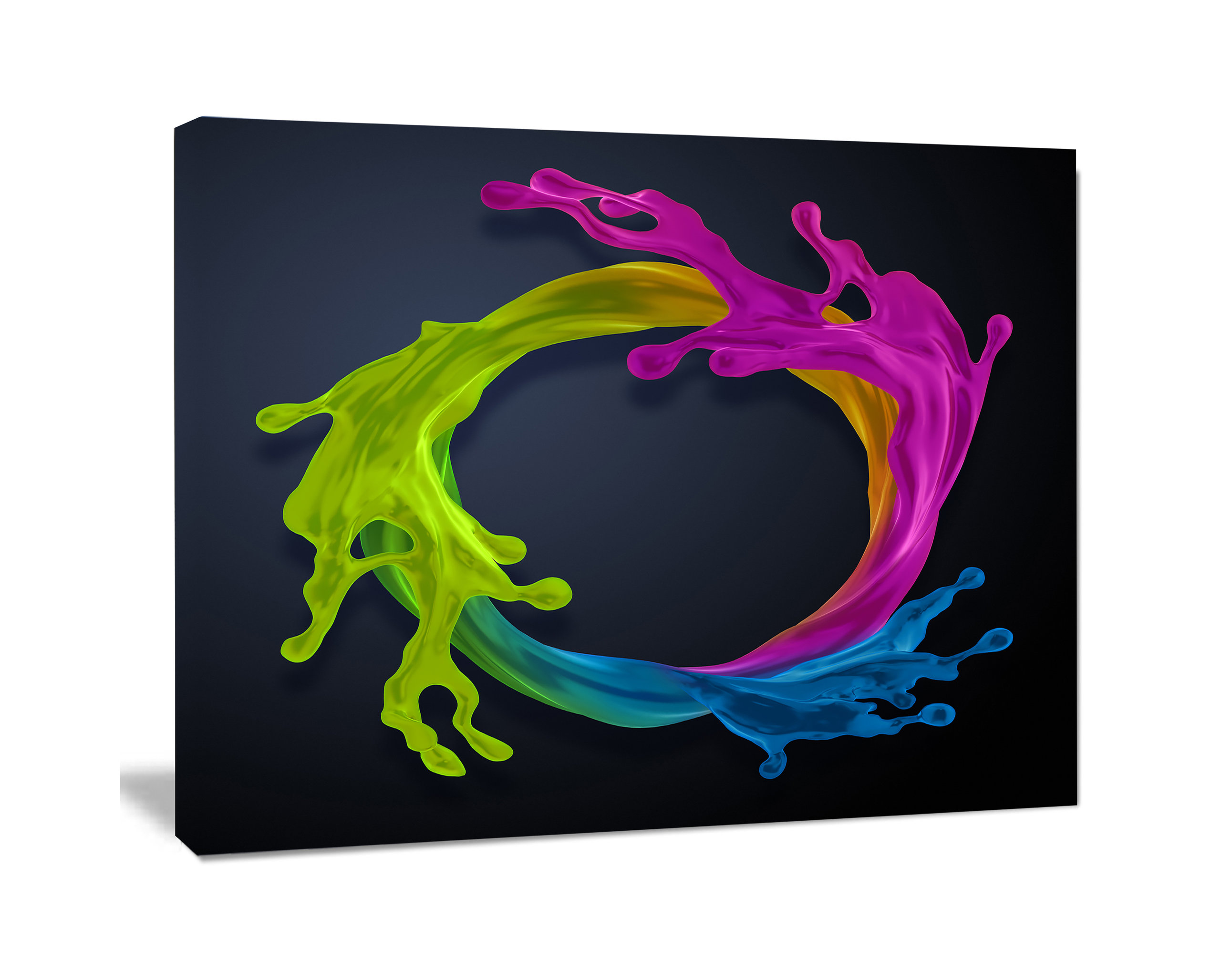 Colorful Splash Round, Abstract Canvas Art Print, 40"x30 ...