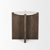 Bianca Dark Brown Wood With Marble Round Accent Table - Transitional - Side Tables And End ...