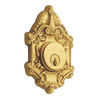 Victorian Plate Double Cylinder Deadbolt Victorian Knob, Polished Brass ...