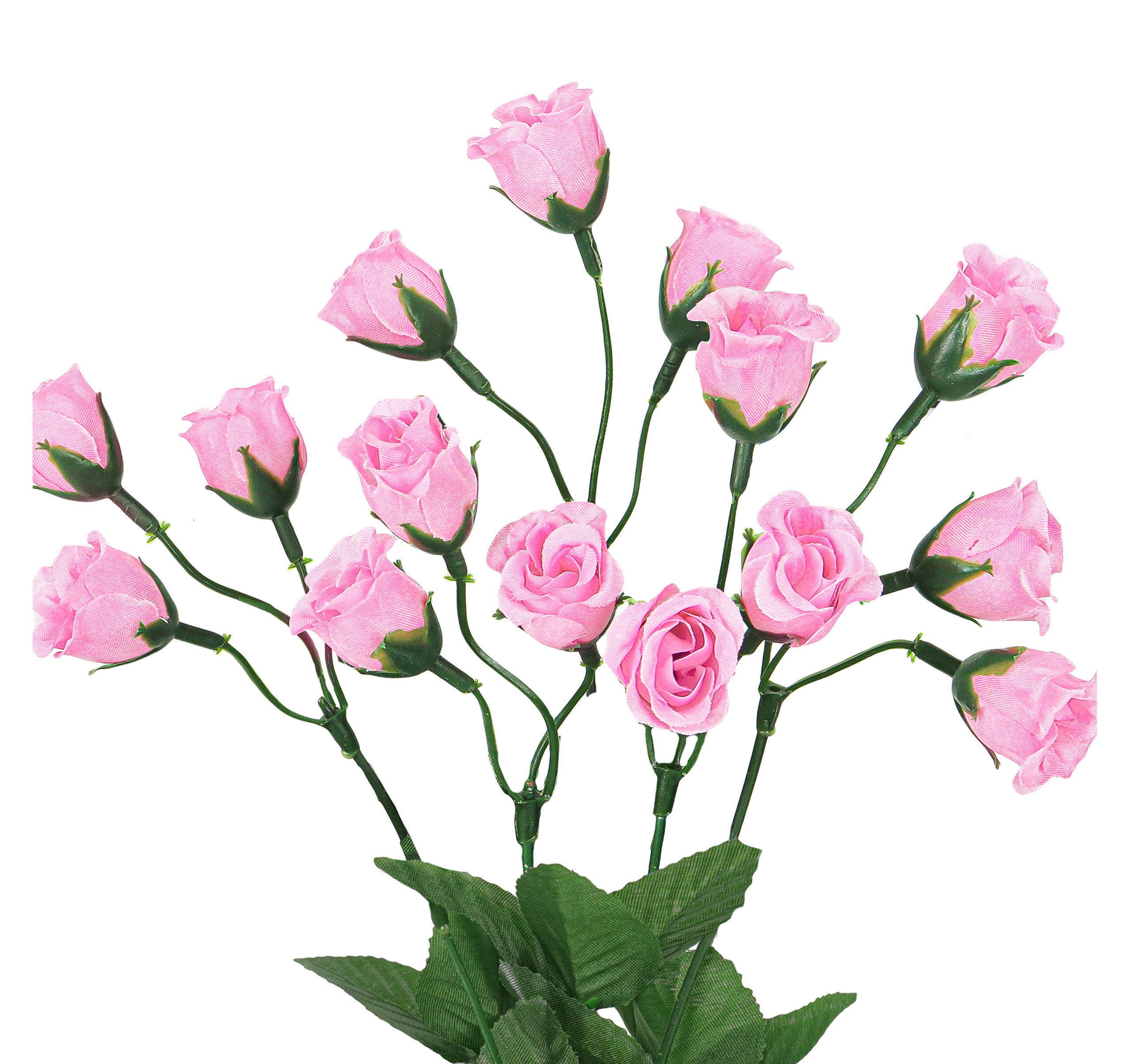 Set of 12 Mini Pink Artificial Rose Bud Flower Stem Bush Bouquet 14 ...