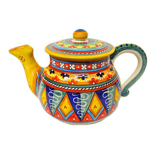 Deruta Ceramiche Sberna Antico Geometrico Teapot - Mediterranean ...