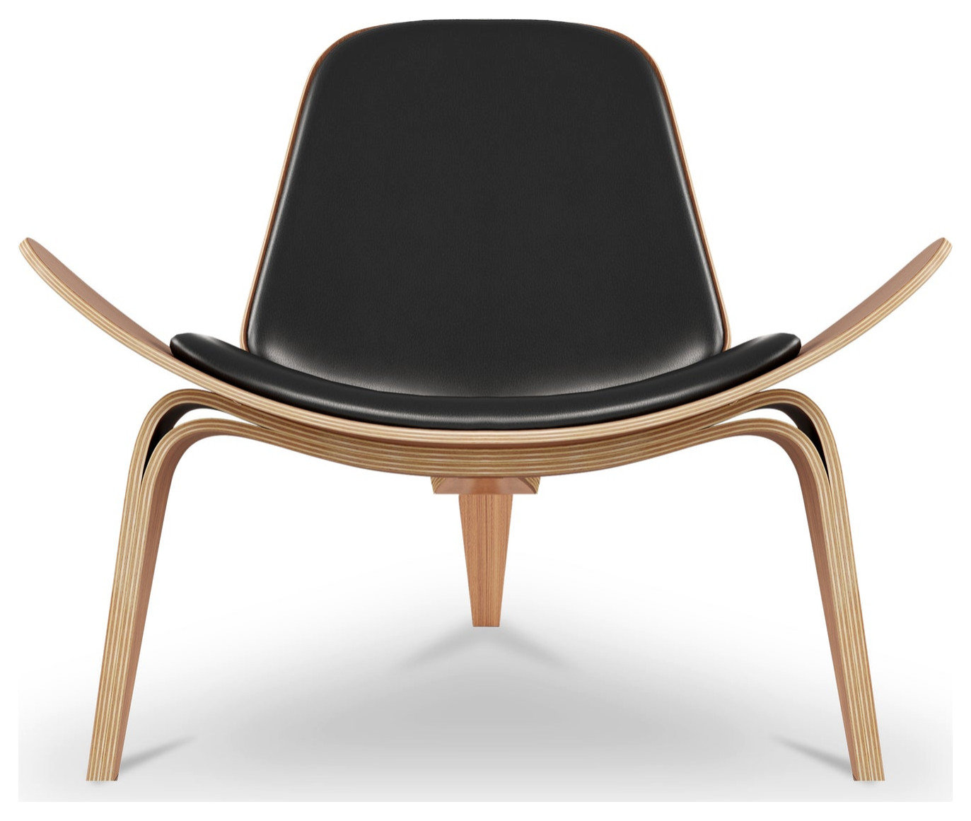 Shell Chair, Black Real Leather - Modern - Armchairs And Accent Chairs ...
