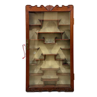 Mid-20th Century Chinese Hardwood Wall Mounted Display/Curio Cabinet ...