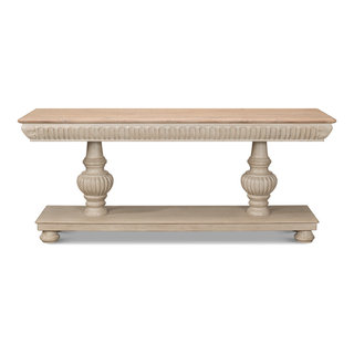 Hugo Console Table With Storage Stone Gray With Natural Top - French ...
