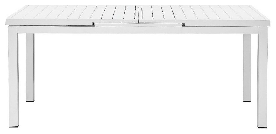 Pangea Home Miami 30x95" Modern Aluminum Extension Table in White ...