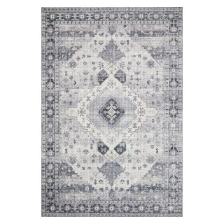 Loloi II Skye Contemporary Sky-02 2'3"x3'9" Rug, Silver, Gray, 2'3"x3'9 ...