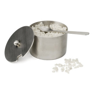 Brushed Stainless Steel Salt Cellar with Spoon - Transitional - Salt ...