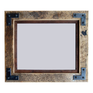 Distressed Barn Wood Frame, Metal Corner Brackets, Park City Series, 11 ...