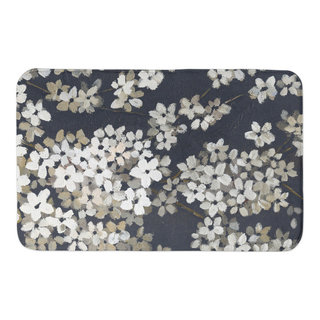 White Blossoms on Navy 21x34 Bath Mat, 21x34 - Contemporary - Bath Mats ...