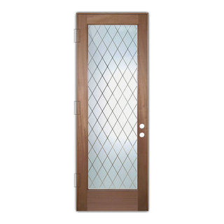 Front Doors - Diamond Grid Frosted Glass Design - 30" x 80" - CUSTOMIZE ...