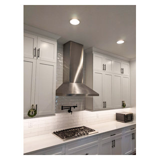 Custom Kitchen Exhaust Hood with Brass Inlay in Custom Color on Maple ...